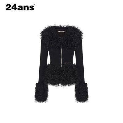 24ANS LTD  卷毛拼接针织开衫