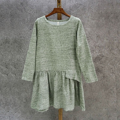 文艺范低腰减龄棉质连衣裙宽松