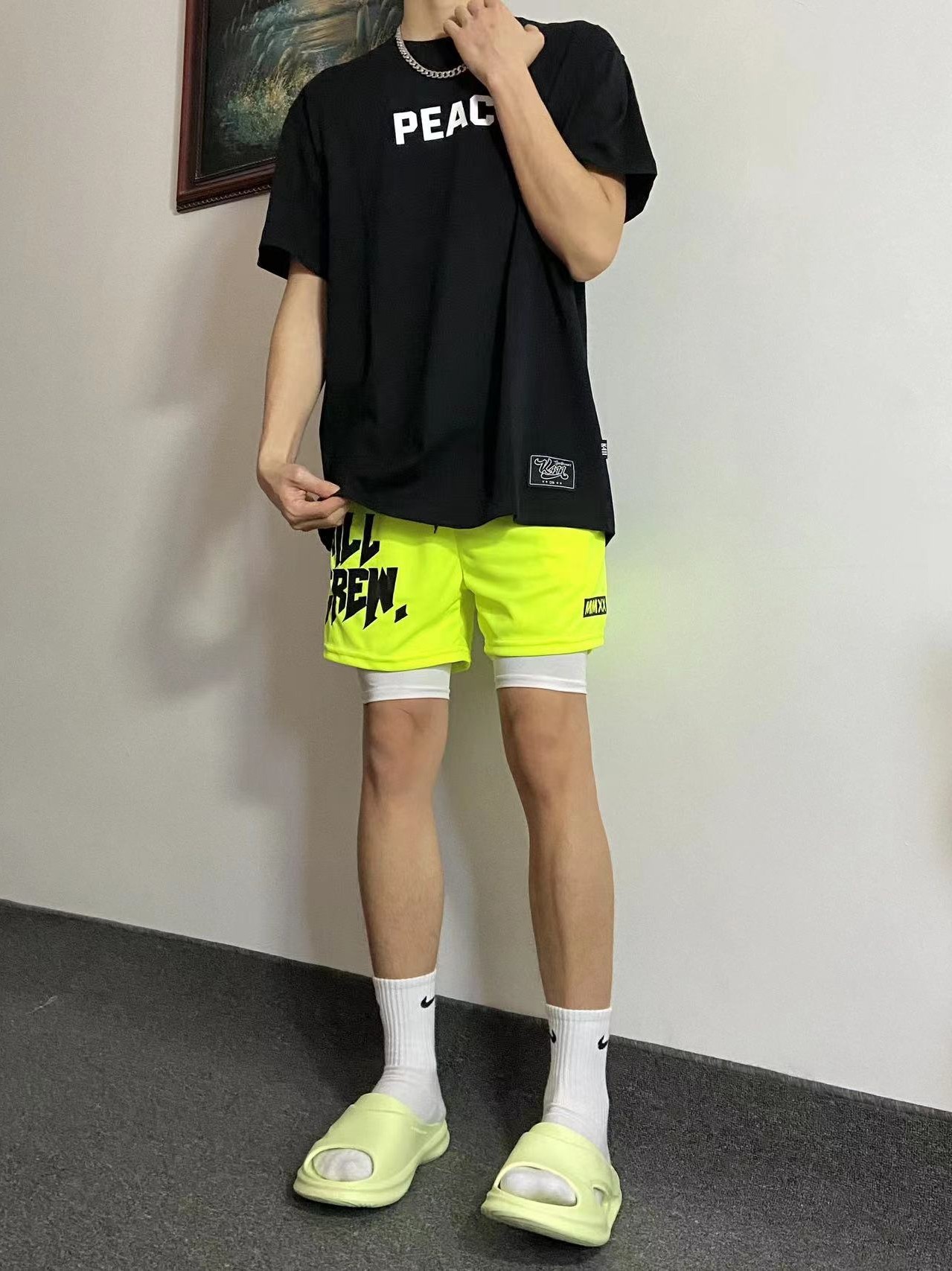 篮球速干短裤三分裤男美式潮牌运动裤网眼透气跑步训练肌肉健身裤