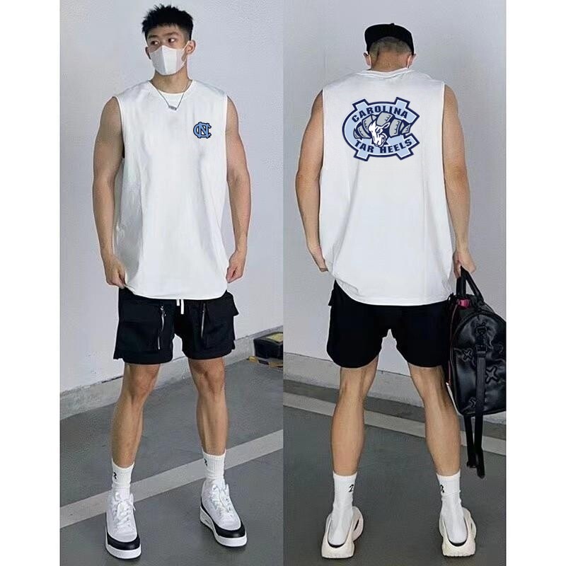 北卡潮牌坎肩背心t恤男美式速干投篮服ins圆领透气运动田径训练服