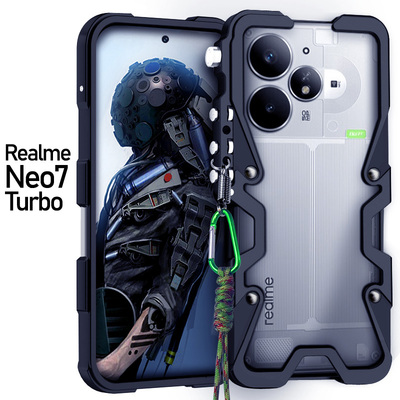 适用于Realme真我Neo7Turbo金属边框式手机壳防摔铝合金保护套挂绳包边中框硬外壳简约镂空透气散热加厚机械