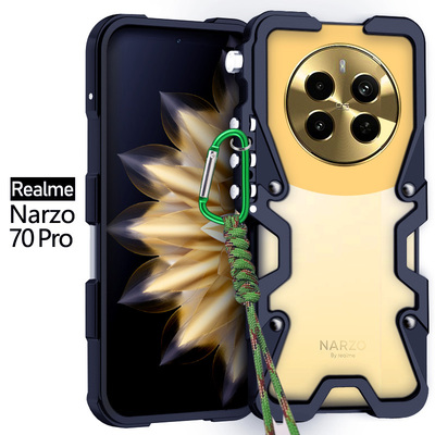 适用于Realme真我Narzo70pro金属边框式手机壳铝合金保护套硬外壳机械臂挂绳手机镂空简约透气散热新款防摔男