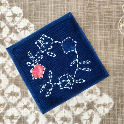 云南手工扎染刺字咖啡茶道棉麻杯垫布艺碗垫隔热垫餐桌垫简约精致