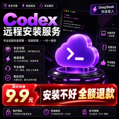 Codex远程安装服务真人工程师一对一部署接入deepseek等主流模型