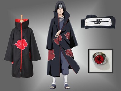 naruto uchiha itachi cosplay costume akatsuki ninja coat