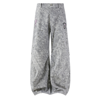 PASET做旧印花宽松阔腿休闲裤