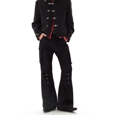 PASET美式小众设计感褶皱休闲裤