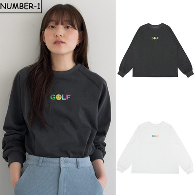 韩国代购pivvee高尔夫球服26年女款春季时尚字母休闲圆领长袖上衣