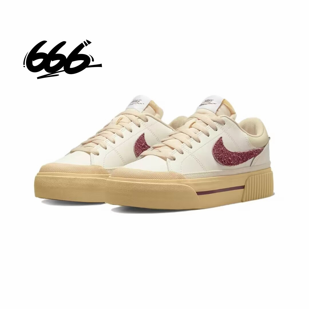 NIKE COURT LEGACY 米白女子增高防滑低帮运动休闲板鞋DZ4766-133