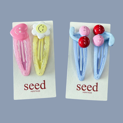 Seed春夏新款女孩樱桃发夹边夹刘海夹发卡宝宝欧美甜美可爱儿童夹