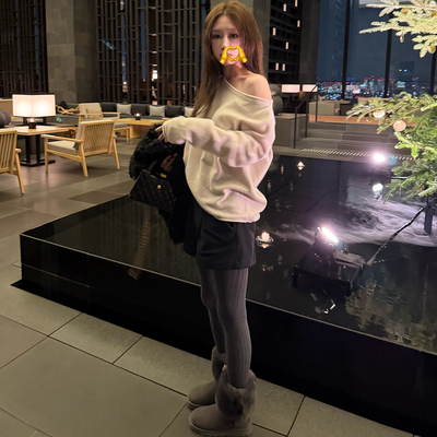 Avocadong 秋冬好物囤重工高克重羊毛羊绒两穿毛衫女长袖露肩上衣