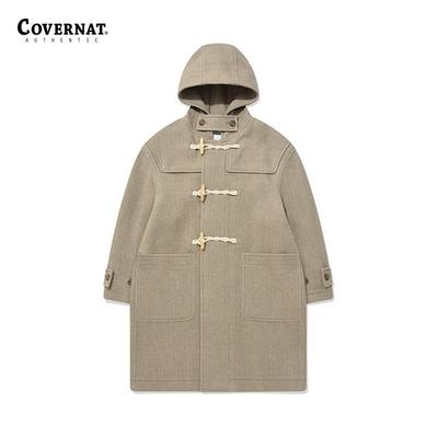 Covernat2023冬学院风羊毛大衣女牛角扣长款毛呢外套CO2304CT01