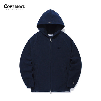 Covernat2024春款人字纹连帽休闲宽松拉链卫衣商场同款CO2401HZ03