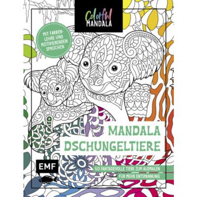 预订不退不换德语 Colorful Mandala - Mandala - Dschungeltiere:50 fantasievolle Tiere zum Ausmalen für