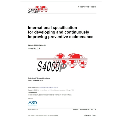 预订不退不换S4000P, International specification for developing and continuously improving preventive maintenance