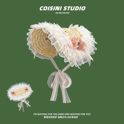 法式lolita波奈特扁帽女生蕾丝