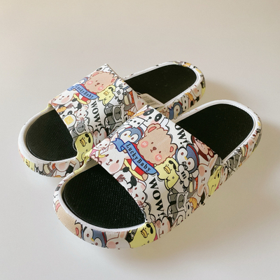 2024新款女生拼色卡通凉拖鞋夏季居家浴室塑胶沙滩一字拖8232