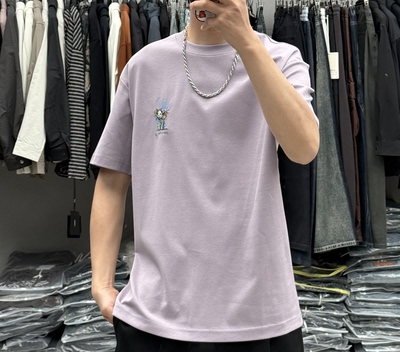 EXO夏季新款男卡通小象刺绣圆领短袖T恤韩版时尚百搭薄款修身半袖