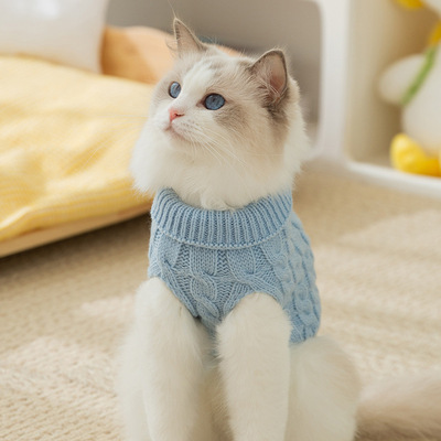 猫咪衣服秋冬季加厚保暖简约绞花