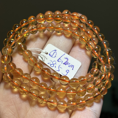 天然黄水晶手链，圆珠心形随行珠单圈多圈，一物一图