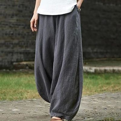 Spring Summer 2023 Cotton Linen Style Bloomers Wide Leg Pant