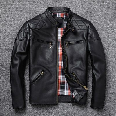 Spring and Autumn Natural Cowhide Motorcycle Jackets Men Gen