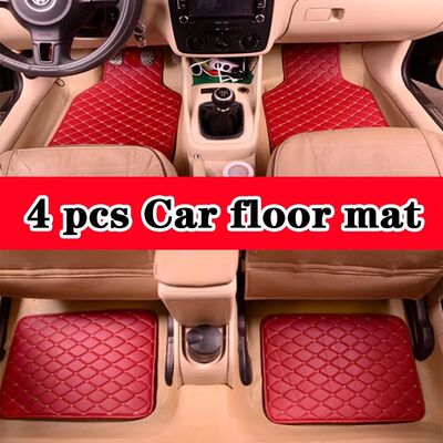 4Pcs Universal Car Floor Mats PU Leather Floor Mats Automoti