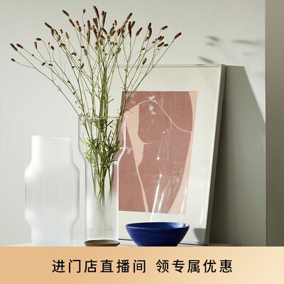 英国LSA 创意手工磨砂玻璃花瓶轻奢装饰摆件客厅鲜花干花插花器