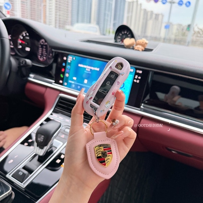 适用保时捷帕拉梅拉车钥匙套718taycan911卡宴macan壳卡通kt饼饼