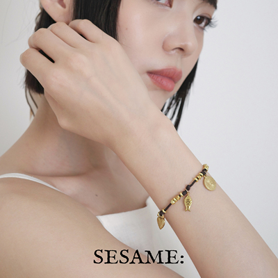 飒米吊坠编绳细手链叠戴浪漫鱼太阳手链女款可调节生日礼物