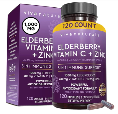Viva Naturals Elderberry with Vitamin C and Zinc for Adults