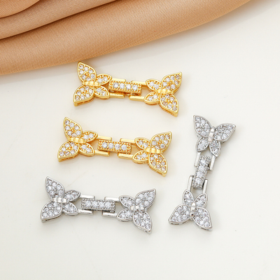 18K保色微镶锆蝴蝶OT扣