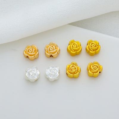 保色铜包14K18K玫瑰花隔珠手链
