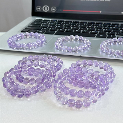 玻利维亚薰衣草紫水晶圆珠款手链