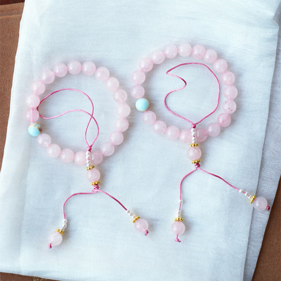 粉水晶圆珠原创搭配款手机挂绳