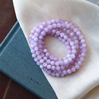 天然紫锂辉圆珠款三圈手链