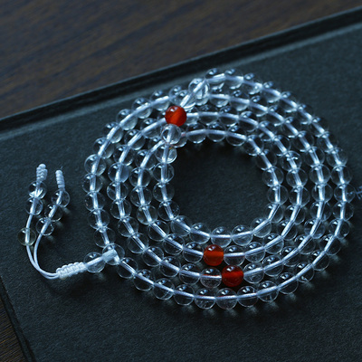 怡庆楼天然白水晶圆珠佛珠链