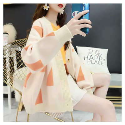 秋冬慵懒风宽松纽扣开衫外套女韩版松弛感减龄甜美长袖针织衫毛衣