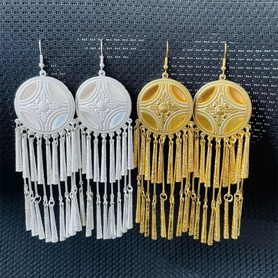 四川凉山彝族金色耳环女仿银首饰耳坠彝族服装配饰少数民族风耳饰