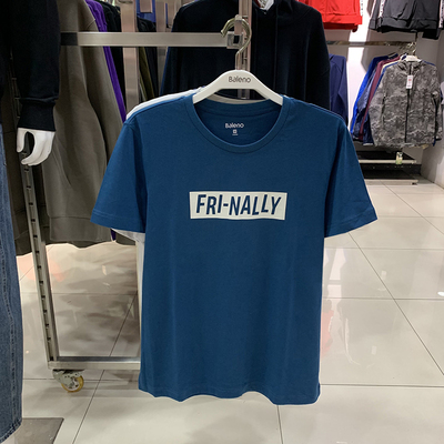 Baleno班尼路男装夏季纯棉圆领短袖休闲简约印花T恤衫8821201M005