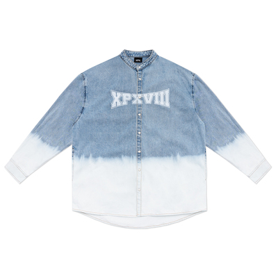 XPX周柏豪渐变牛仔长袖衬衫