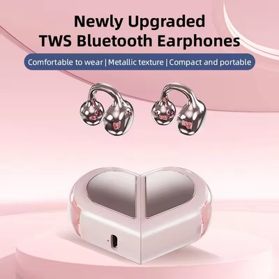 Rotating Heart Bluetooth Earphone EarClip Open Style earbuds