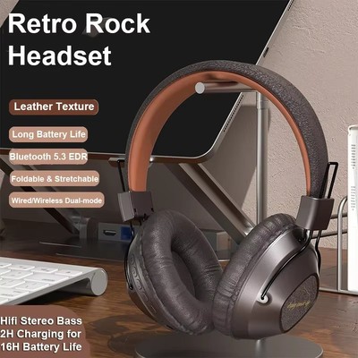 Foldable Wireless Bluetooth 5.3 Headphones  3.5mm Wired