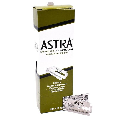俄罗斯绿A100片装ASTRA镀白金手动双刃安全剃须刀片可掰开使用刀
