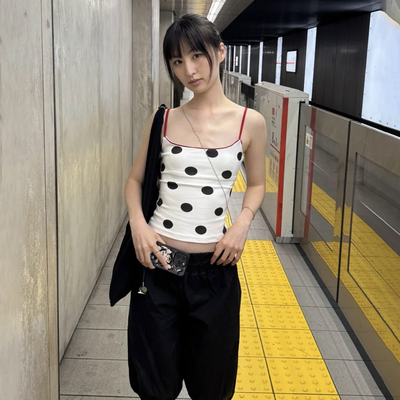 CleanFit波点印花基础款修身吊带