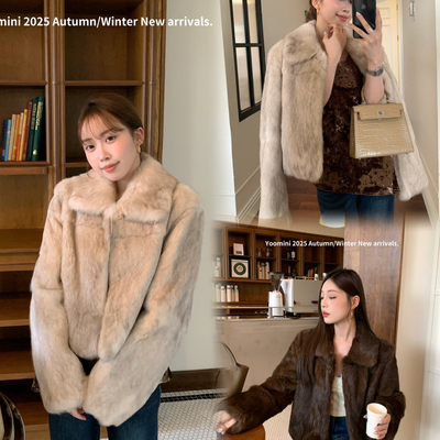 OMINI-牌感贵气优雅短外套2025冬上新皮草（含100兔毛）Y10914-LY