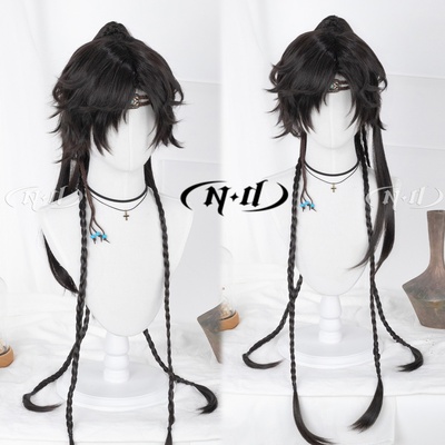 ND家原创G030茶马古道唐人黑 古风少年马尾汉服古装男女cos假发