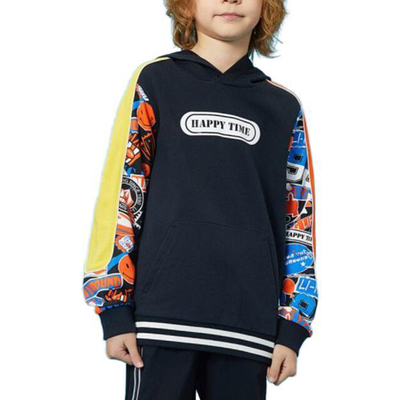 李宁正品2025新款男大童潮流舒适撞色休闲印花连帽卫衣YWDR347-1