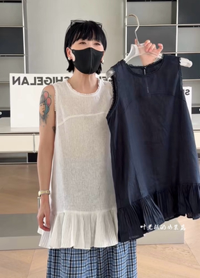 T1532无袖上衣诗歌兰欧货女装2026夏款气质白色麻料花边裙 可退换