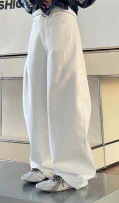 26155休闲阔腿裤 诗歌兰女装2026春款气质百搭直筒裤白色牛仔裤女